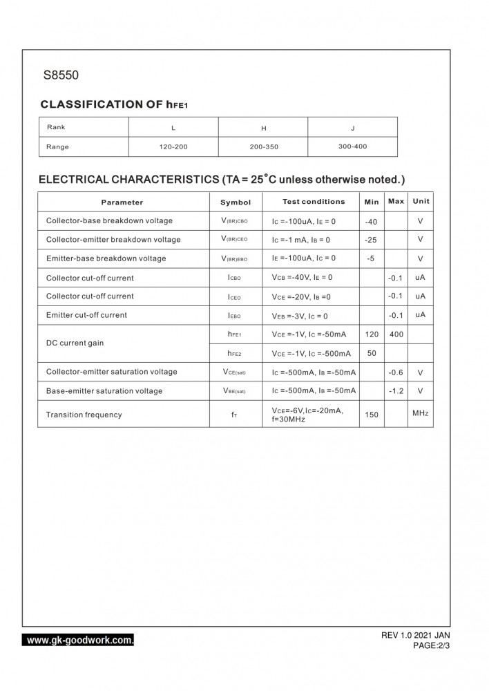 GOODWORK S8550 datasheet page 2