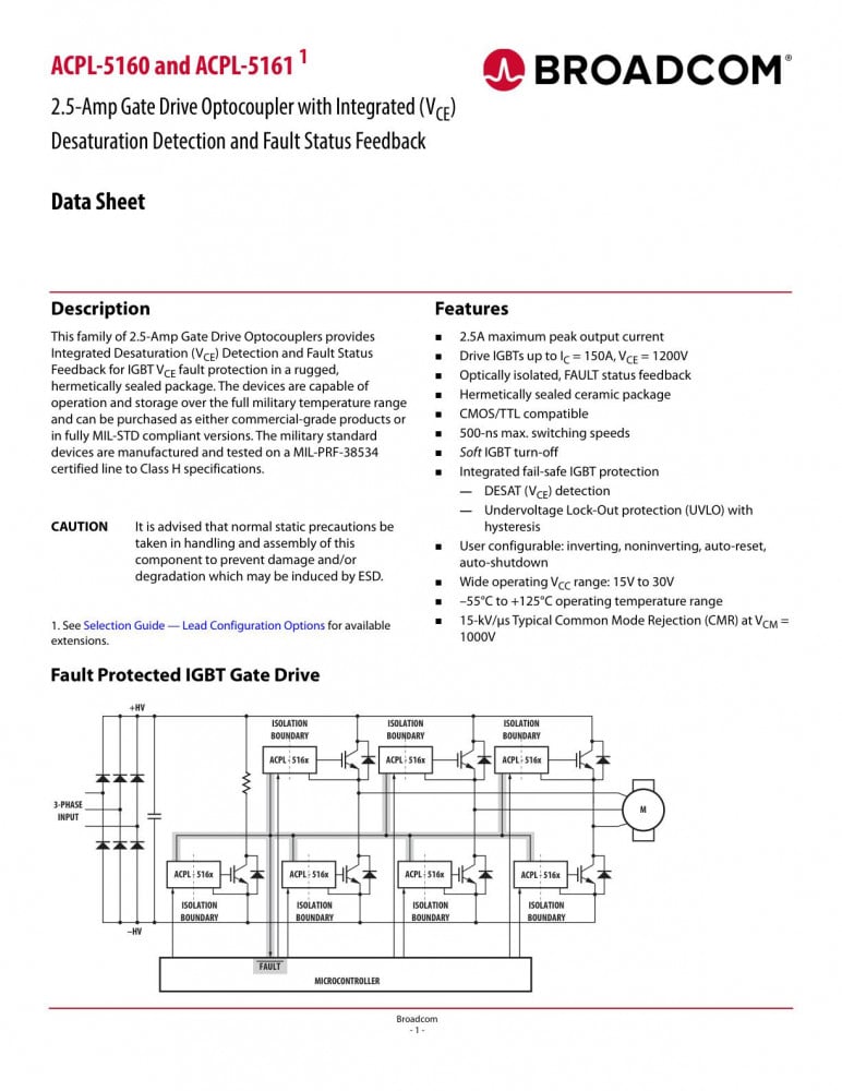 ACPL-5160-200 datasheet page 1