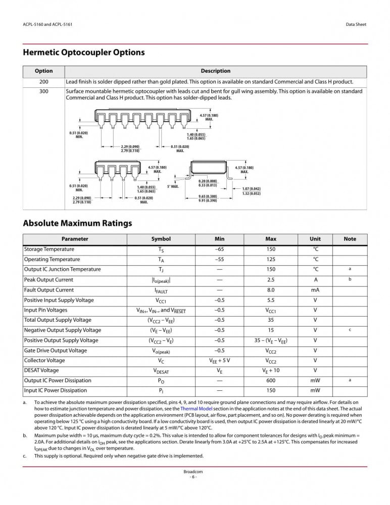 ACPL-5160-200 datasheet page 6