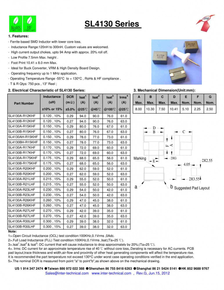 SL4130 technical document page 1