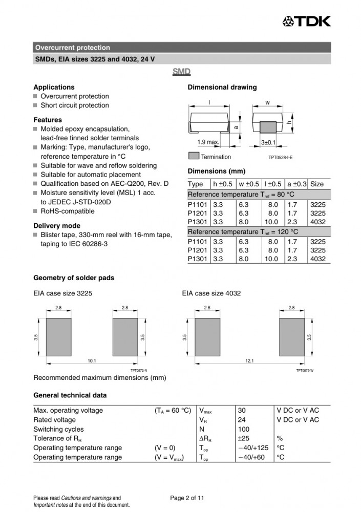 Datasheet page 2