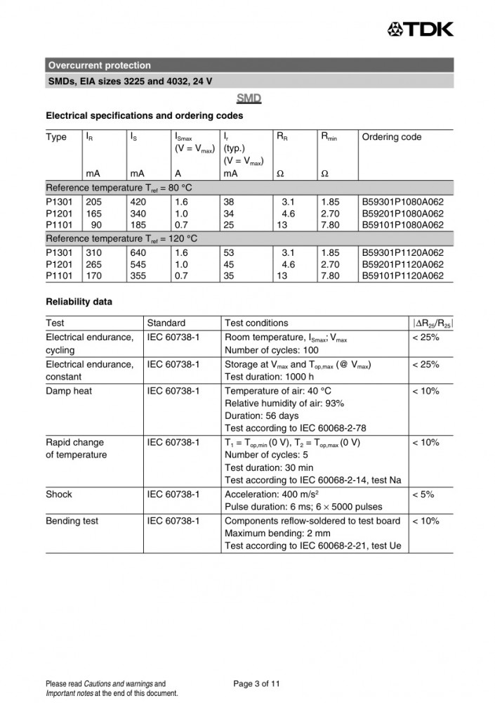Datasheet page 3