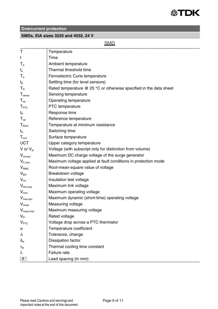 Datasheet page 9