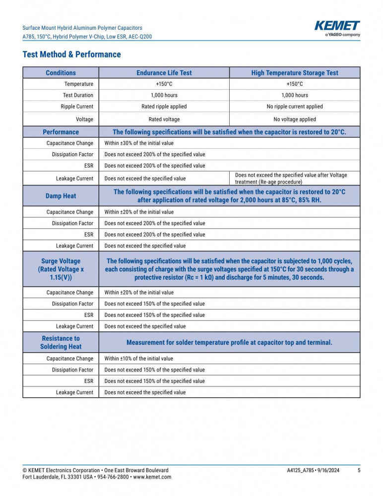 KEMET A785 datasheet page 5