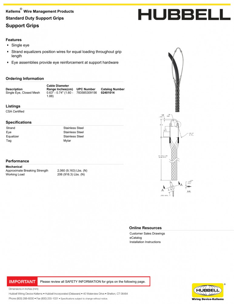 Burndy 02401014 product document image, page 1