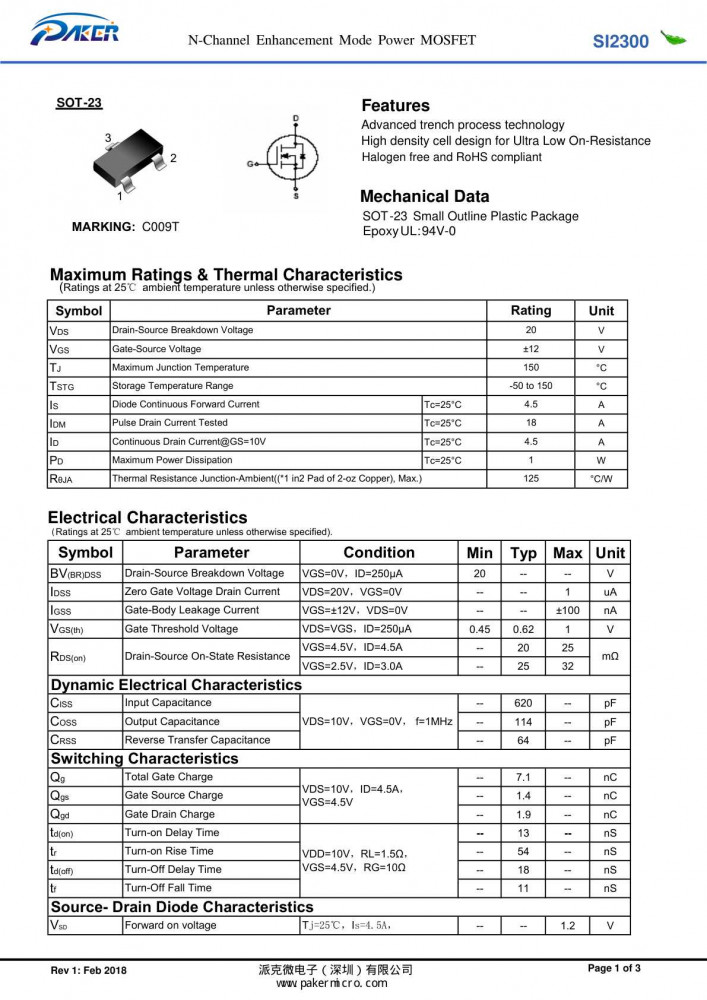 SI2300 datasheet page 1