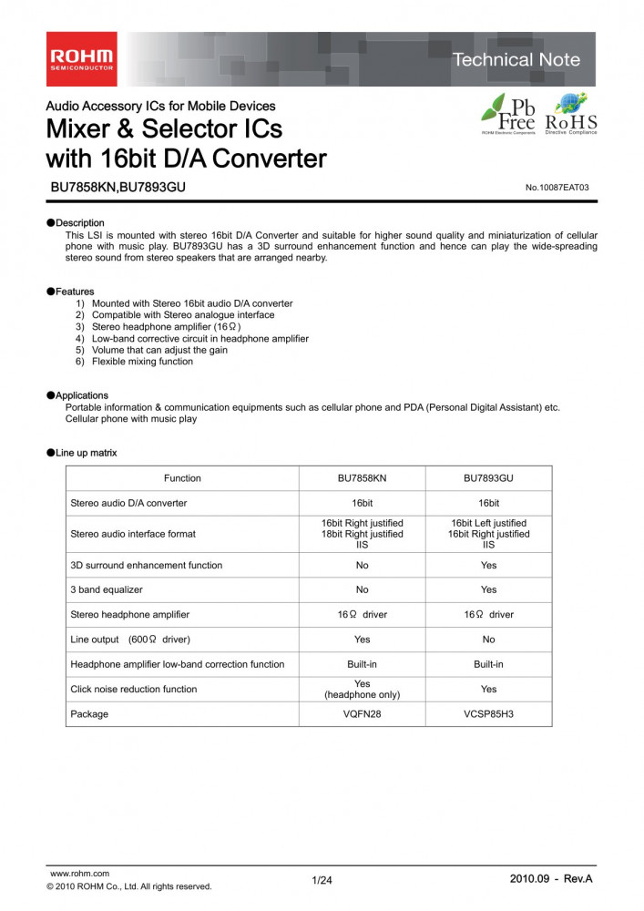 BU7858KN technical document page 1