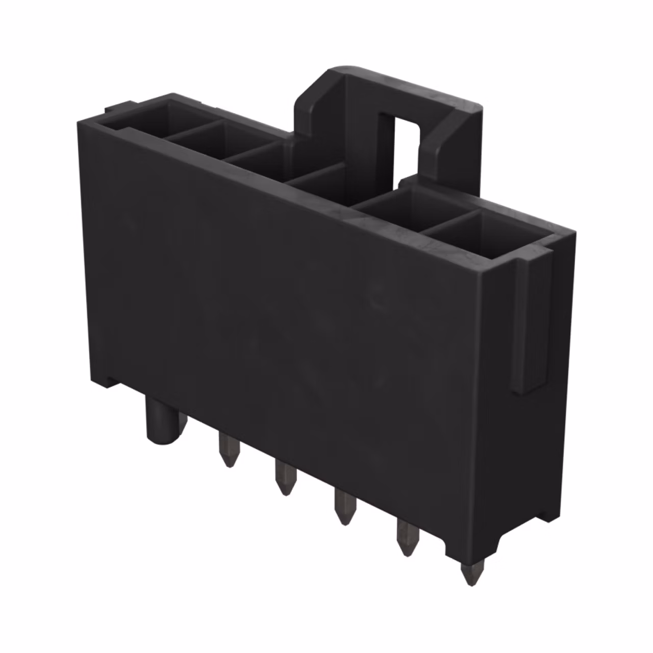 Ultra-Fit Vertical Header, 3.50mm Pitch, Single Row, 6 Circuits, with Kinked Pins, Tin (Sn), Glow-Wire Capable, Black for sale