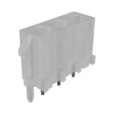 MLX Power Connector Header, 6.35mm Pitch, Vertical, with Compliant Polarizing Peg, Nylon 94V-2, Natural (Translucent), 2 Circuits