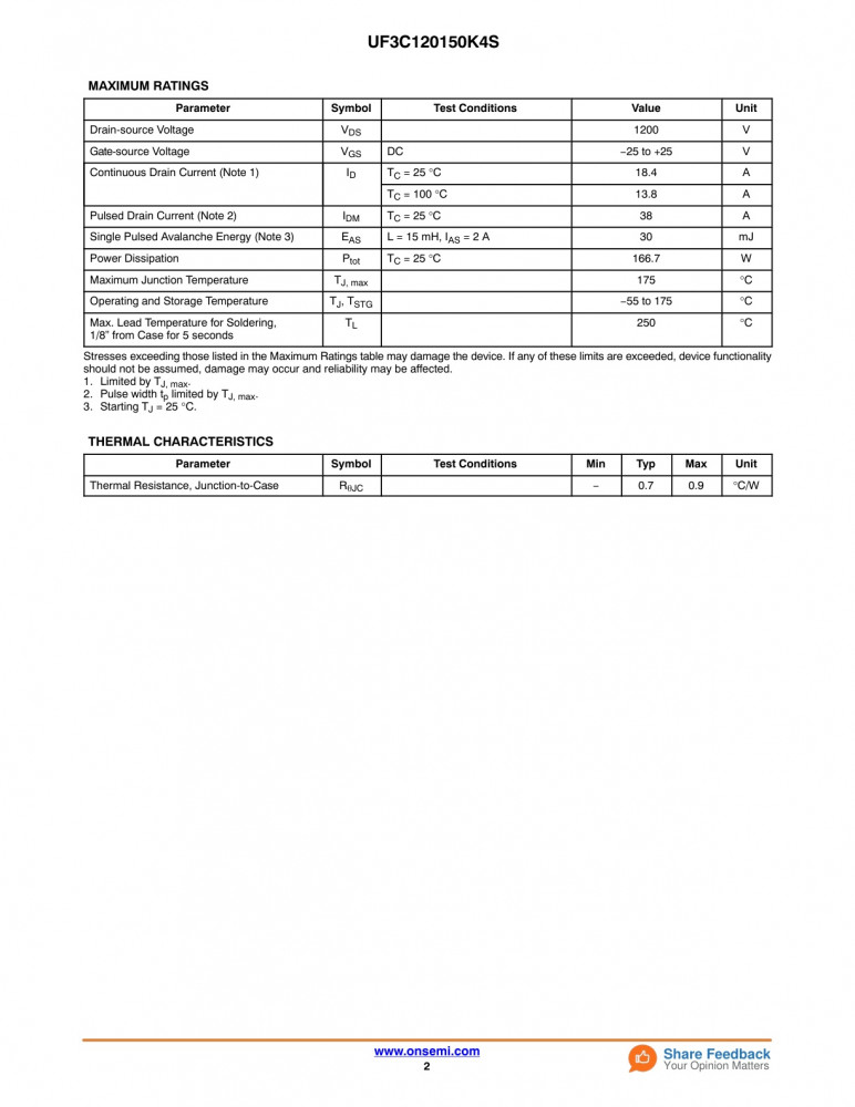 UF3C120150K4S datasheet page 2