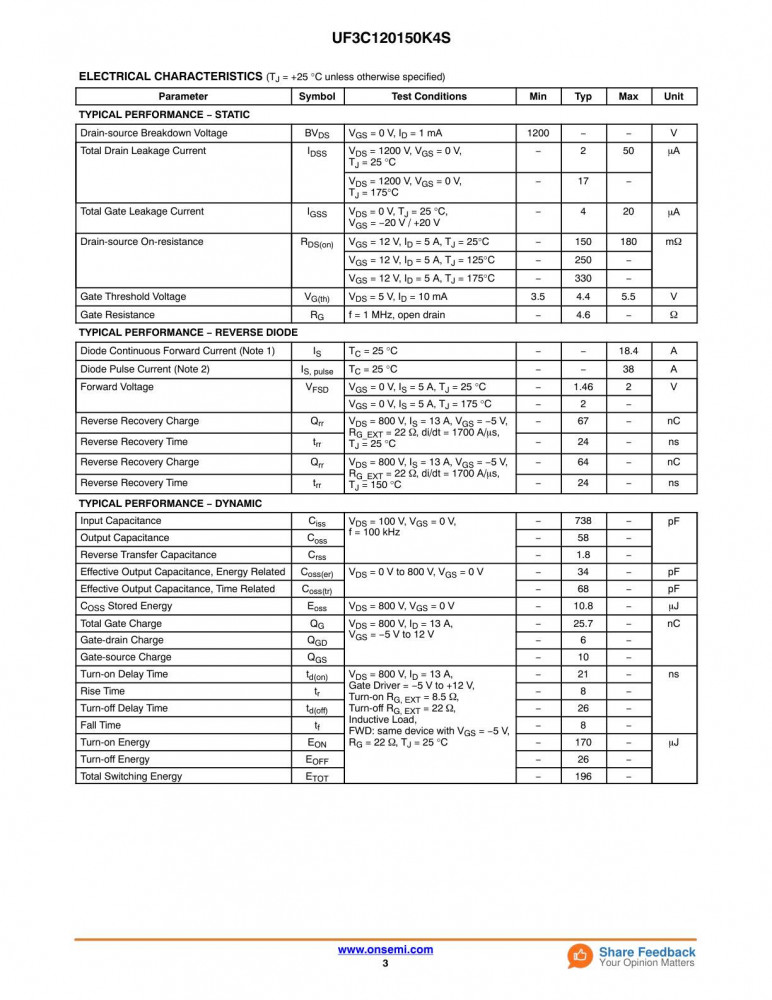 UF3C120150K4S datasheet page 3