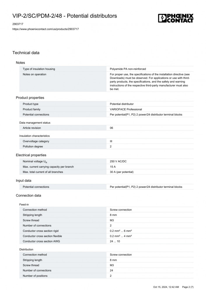 Phoenix Contact 2903717 technical document page 2