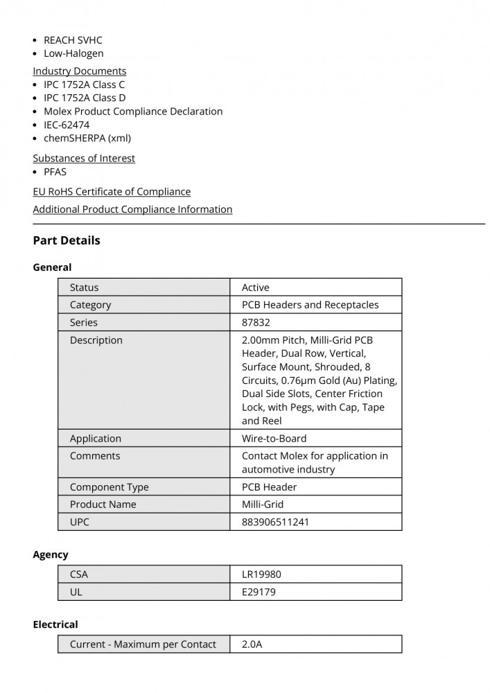 MOLEX 878320807 technical document preview, page 2