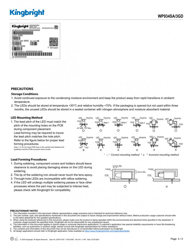 WP934SA/3GD datasheet page 4