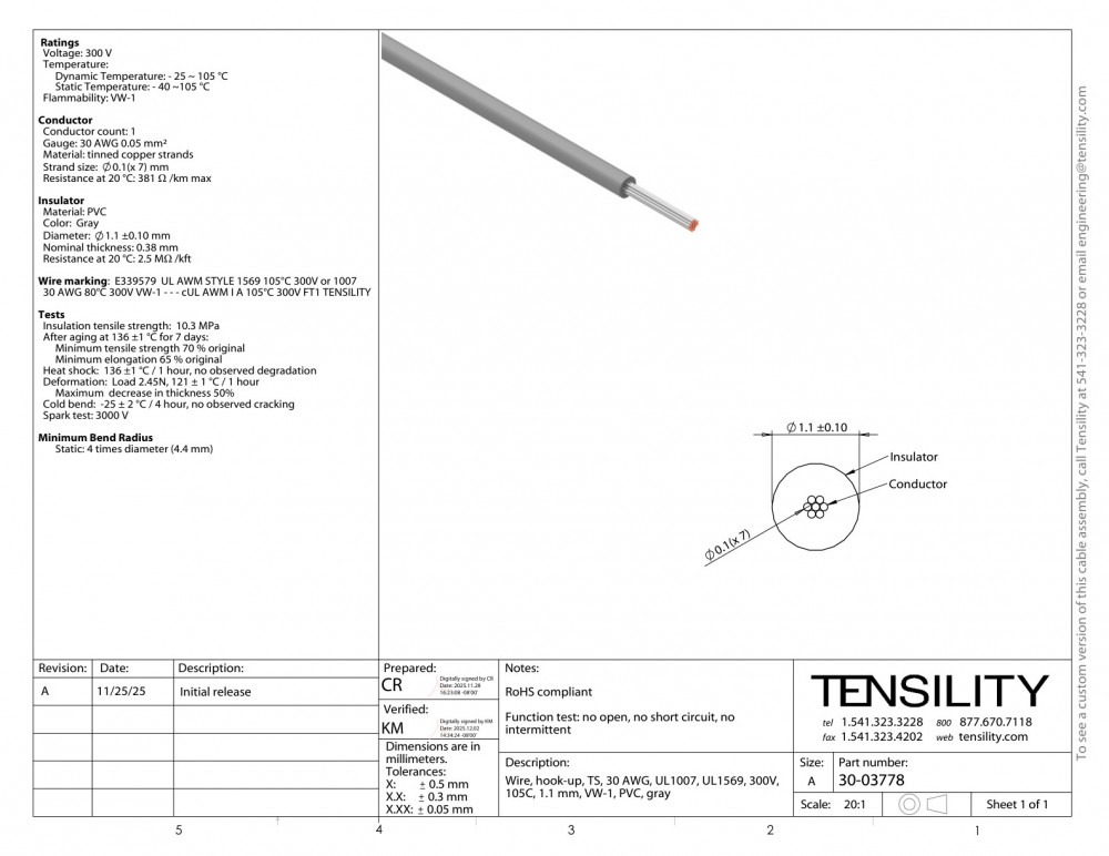 Tensility International 30-03778 product drawing