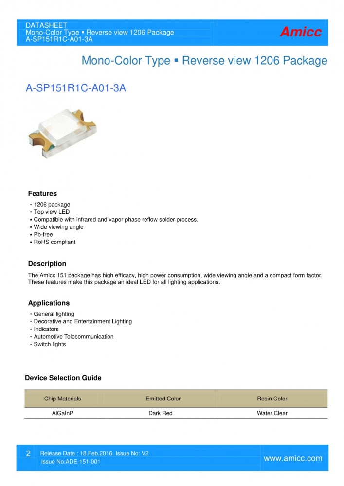 A-SP151R1C-A01-3A datasheet page 2