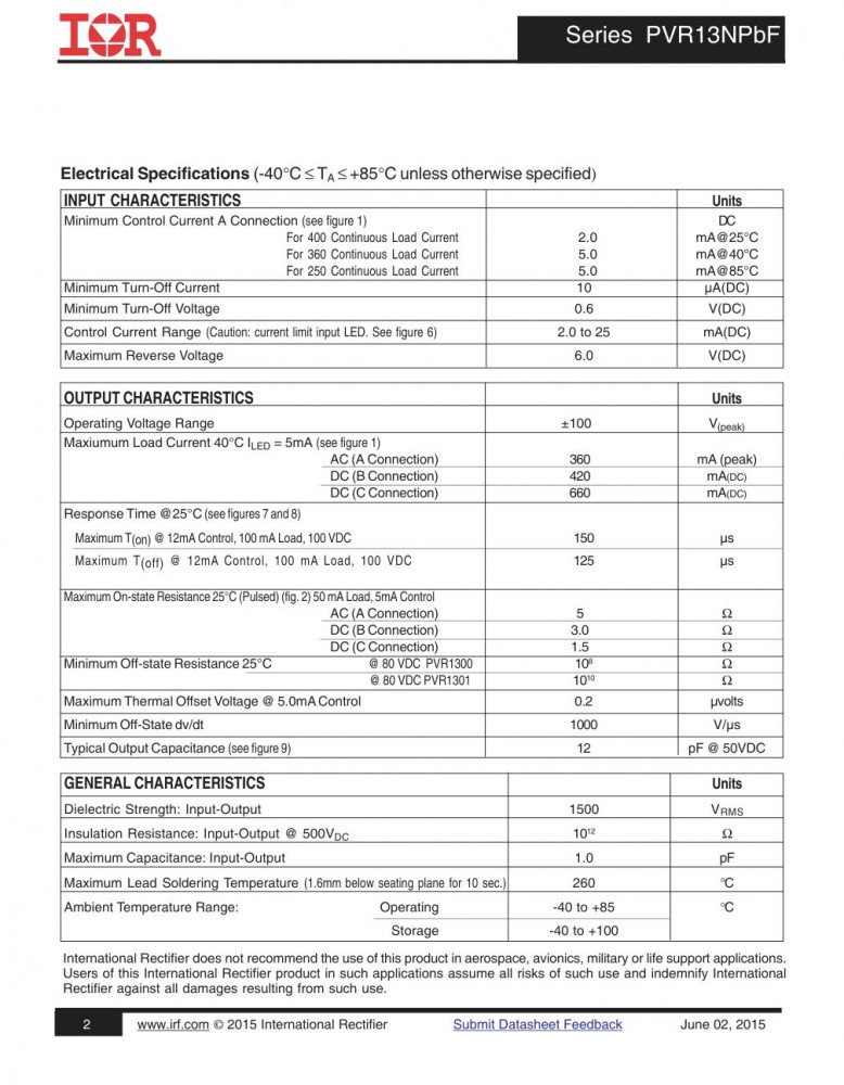 PVR1301NPBF datasheet page 2
