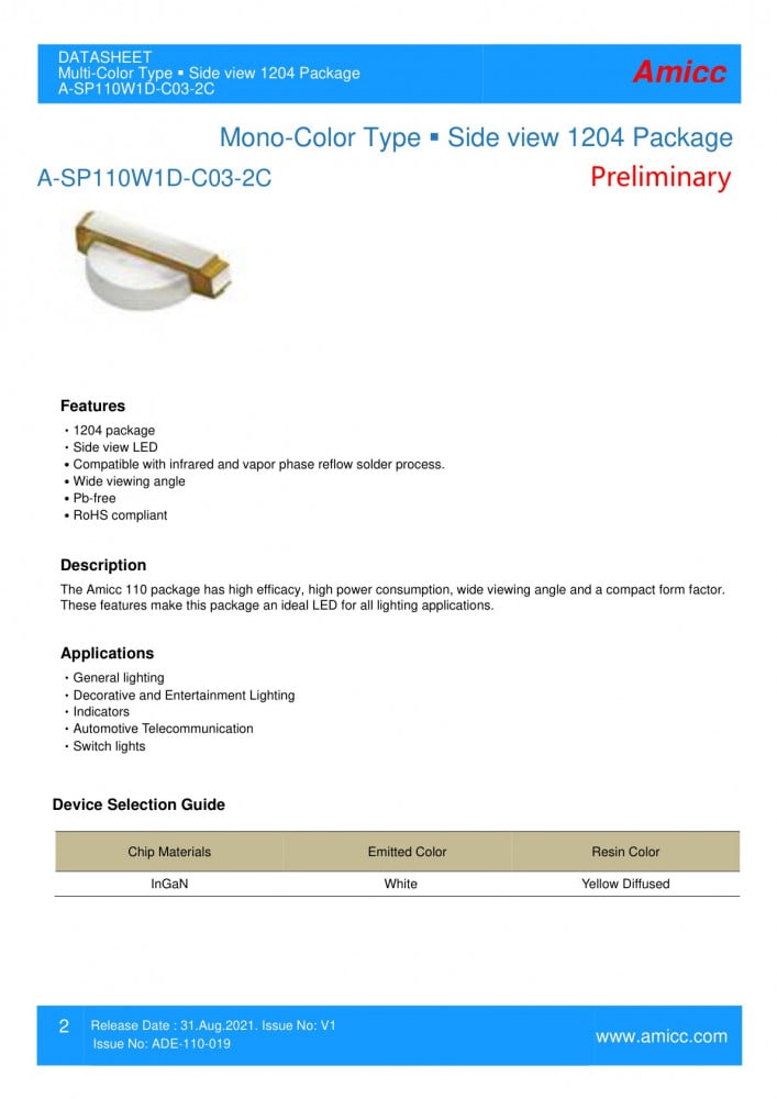 A-SP110W1D-C03-2C approval sheet page 2