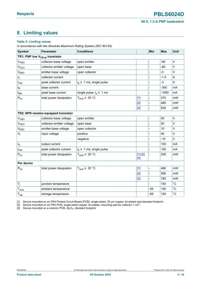 PBLS6024D datasheet page 3