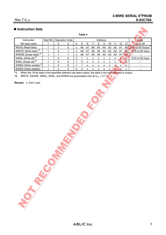 ABLIC S-93C76A datasheet page 5