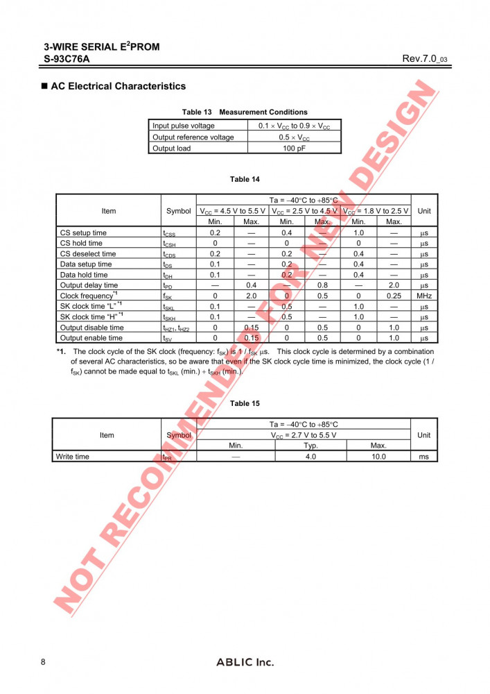 ABLIC S-93C76A datasheet page 8