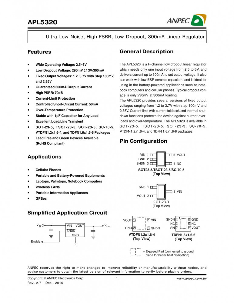 APL5320 datasheet page 1