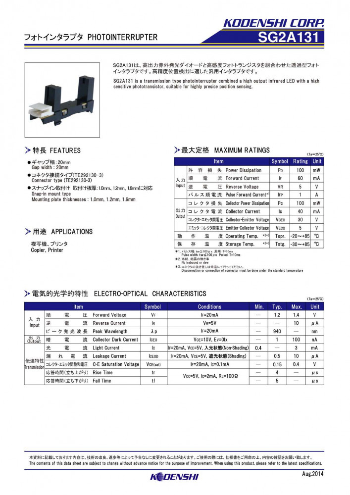 SG2A131 datasheet page 1