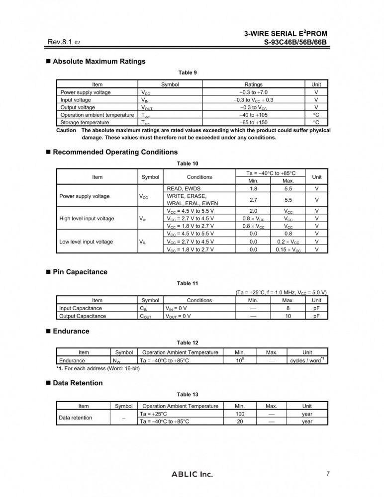 S-93C46B datasheet page 7