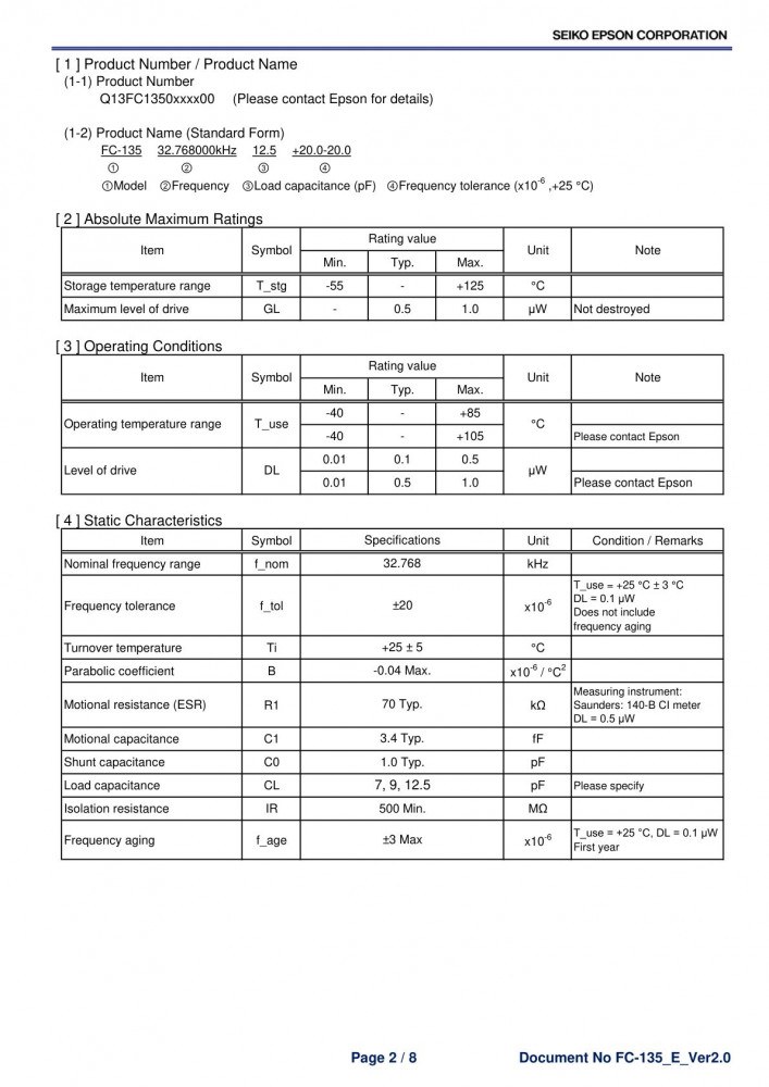 EPSON FC-135 datasheet page 2