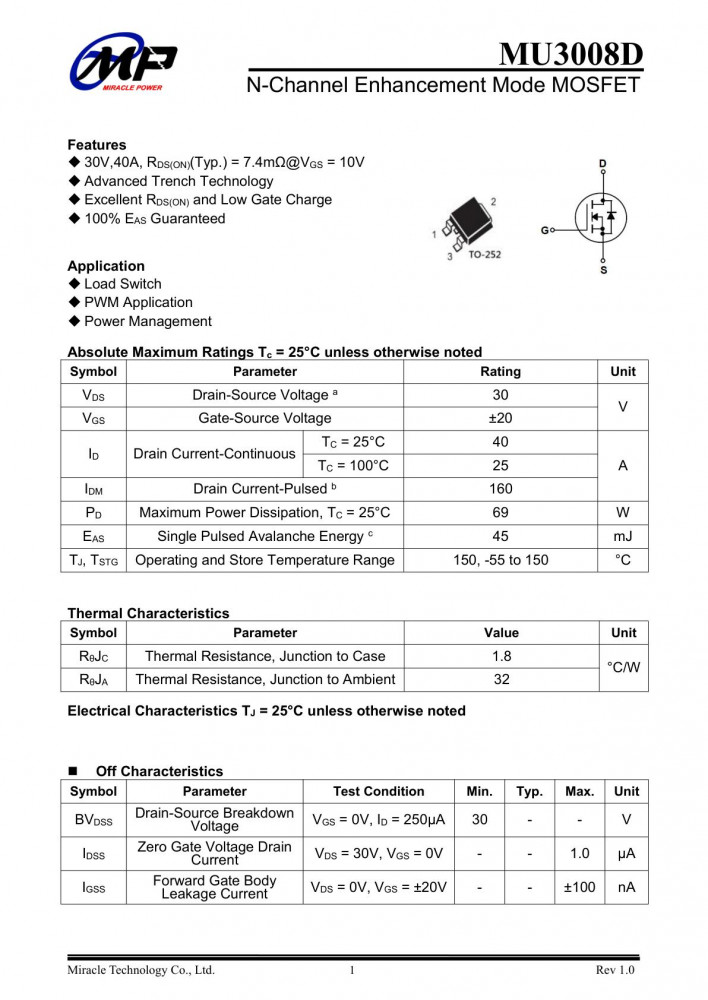 MU3008D datasheet page 1