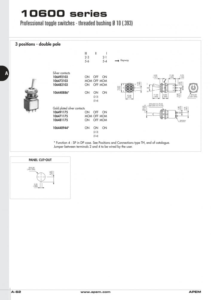 APEM 10600 series datasheet page 3