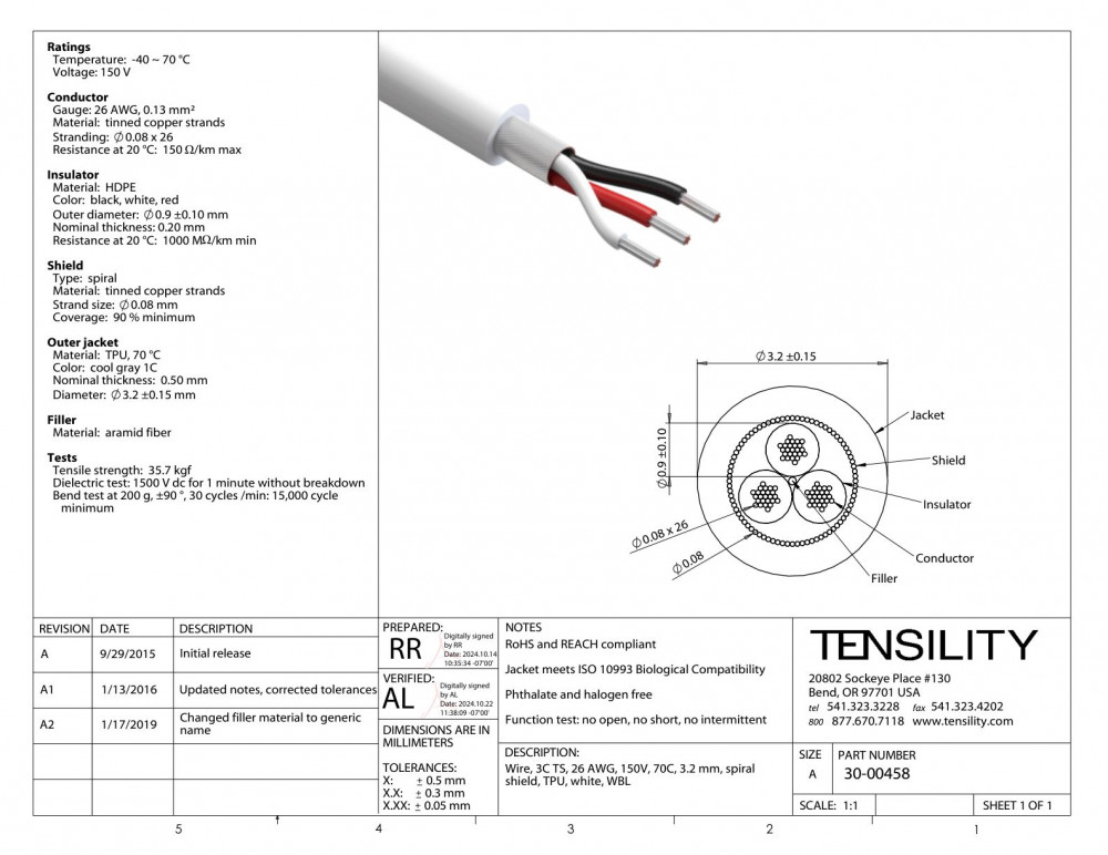 Technical drawing page for Tensility International part 30-00458