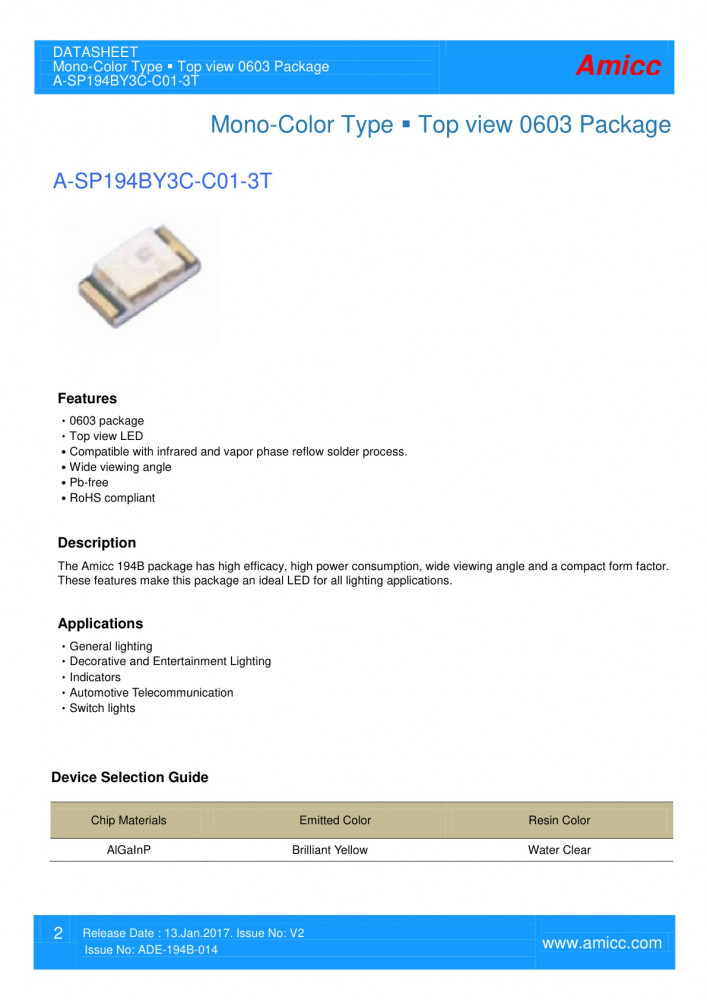 A-SP194BY3C-C01-3T datasheet page 2