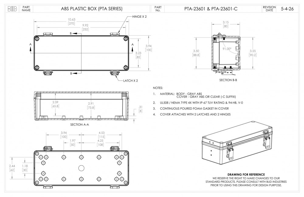 PTA-23601-C enclosure reference drawing