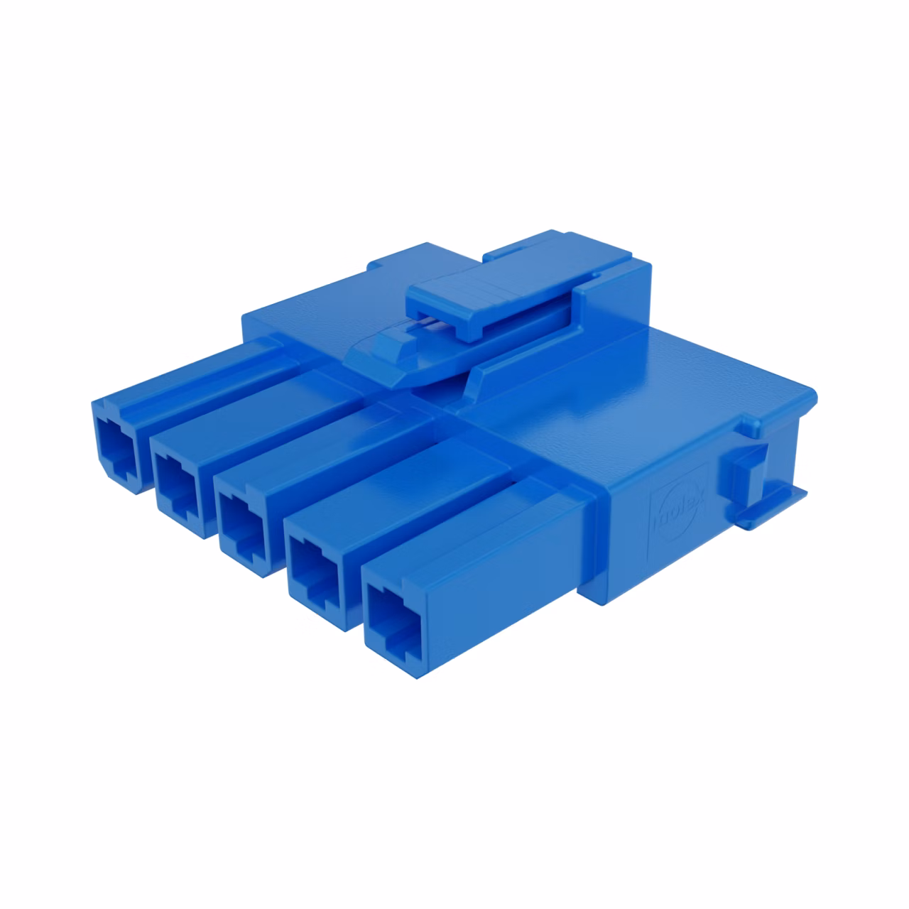 Mega-Fit ColorLock Tangless TPA-Capable Receptacle Housing, Single Row, 5 Circuit, UL 94V-0, Glow-Wire Capable, Blue for sale