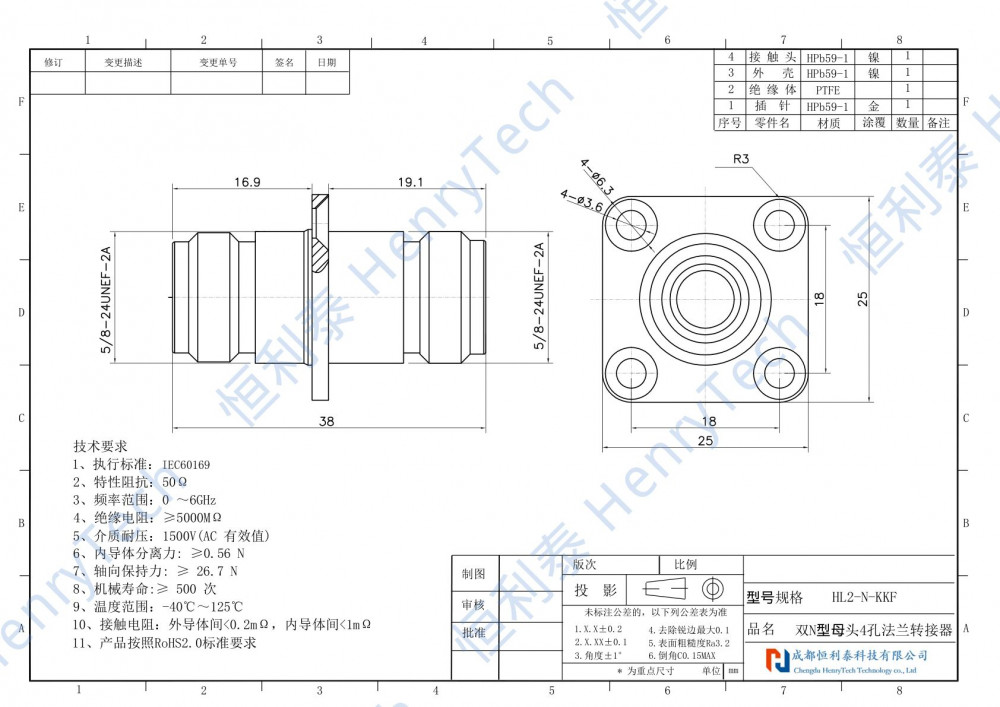 HenryTech HL2-N-KKF product drawing