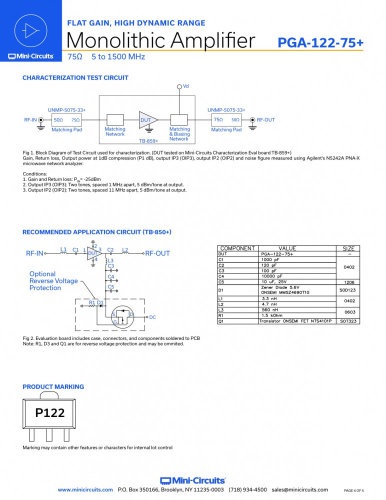 PGA-122-75+ technical document page 4