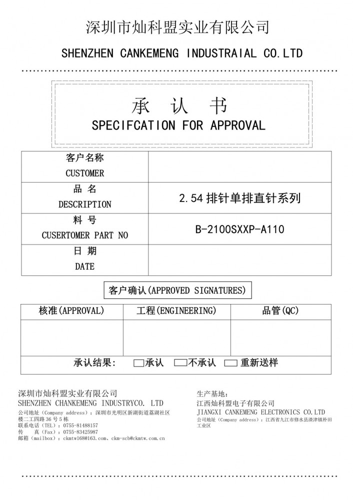 Ckmtw B-2100S14P-A110 specification page 1