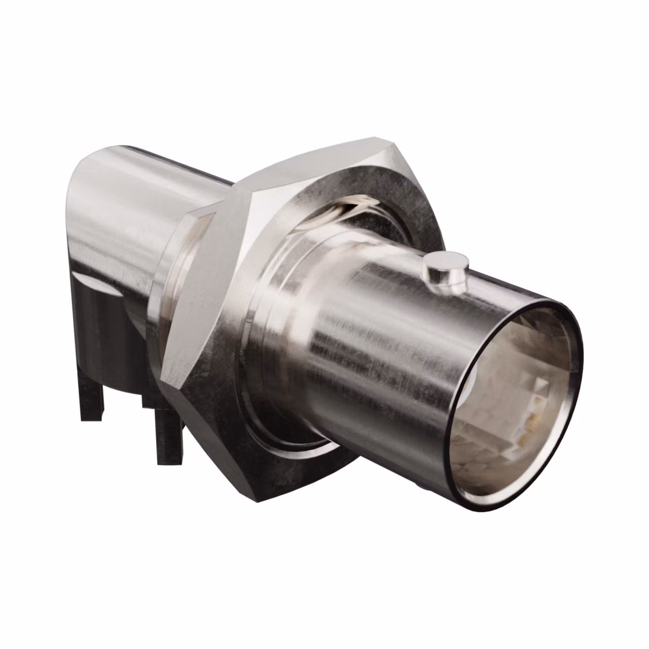 BNC Jack, Right-Angle, Bulkhead Receptacle, PCB, Die Cast Body, Tin (Sn) Plated, with Hex Nut, 75 Ohms for sale