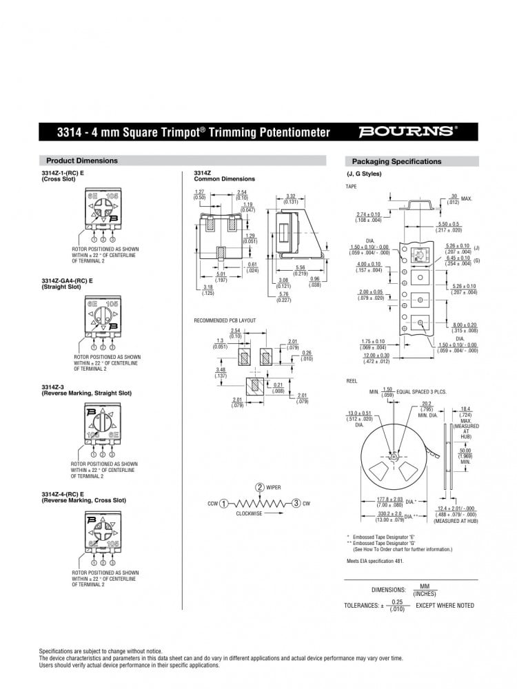 BOURNS 3314 series datasheet page 3