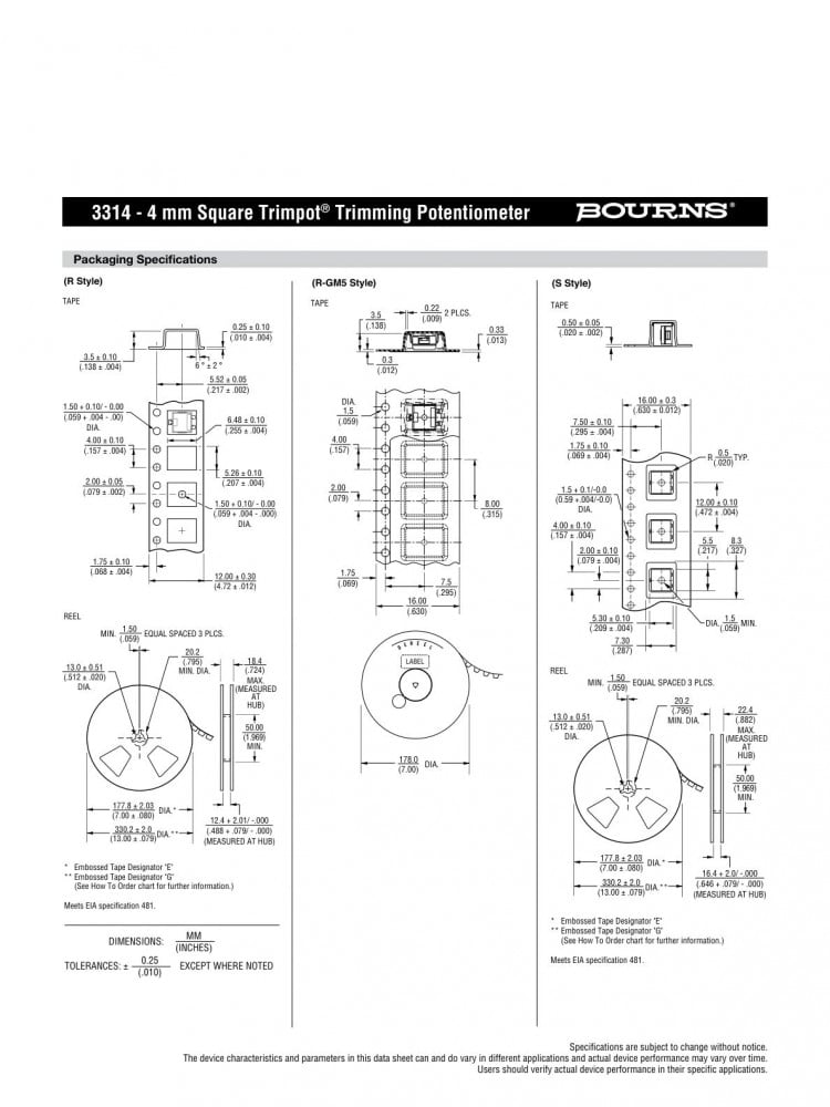 BOURNS 3314 series datasheet page 4