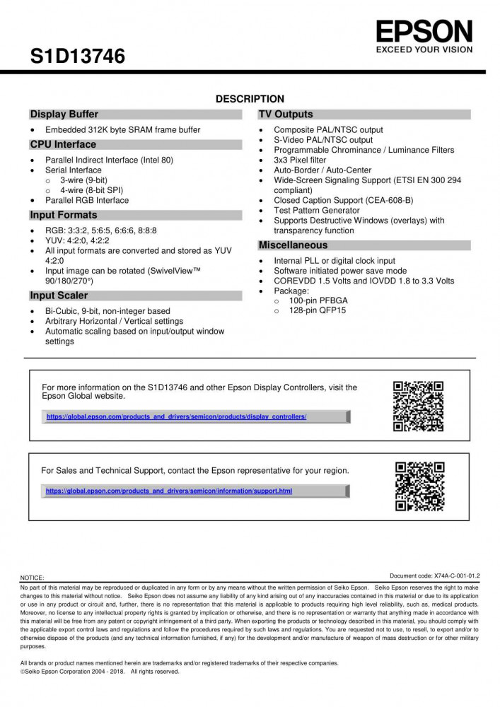 S1D13746 technical document page 2