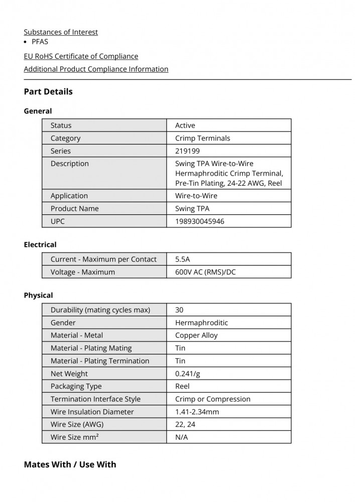 MOLEX 2191998700 technical document page 2