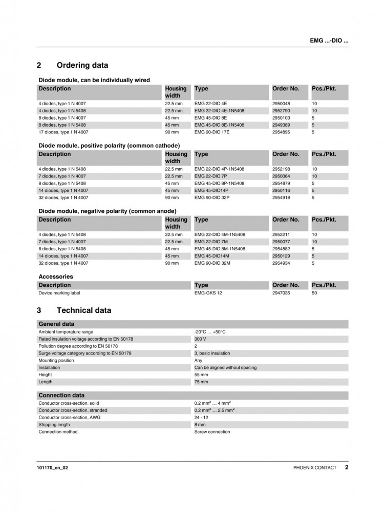 Phoenix Contact diode module documentation page 2