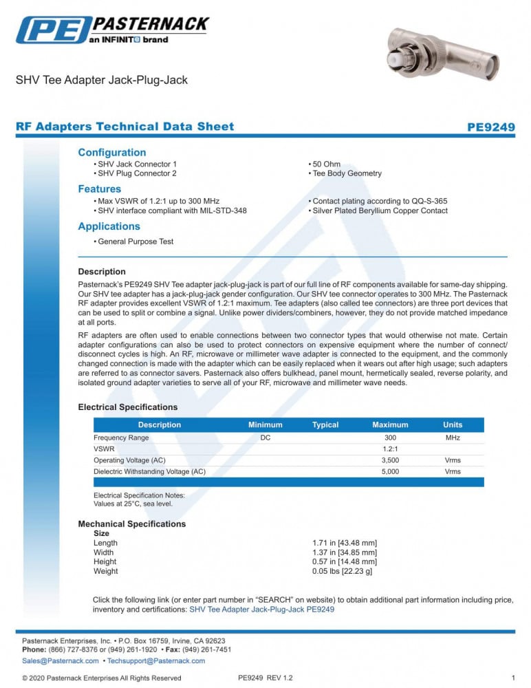 PE9249 datasheet page 1