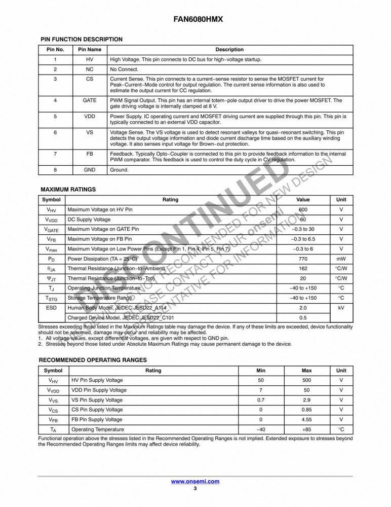 FAN6080H datasheet page 3