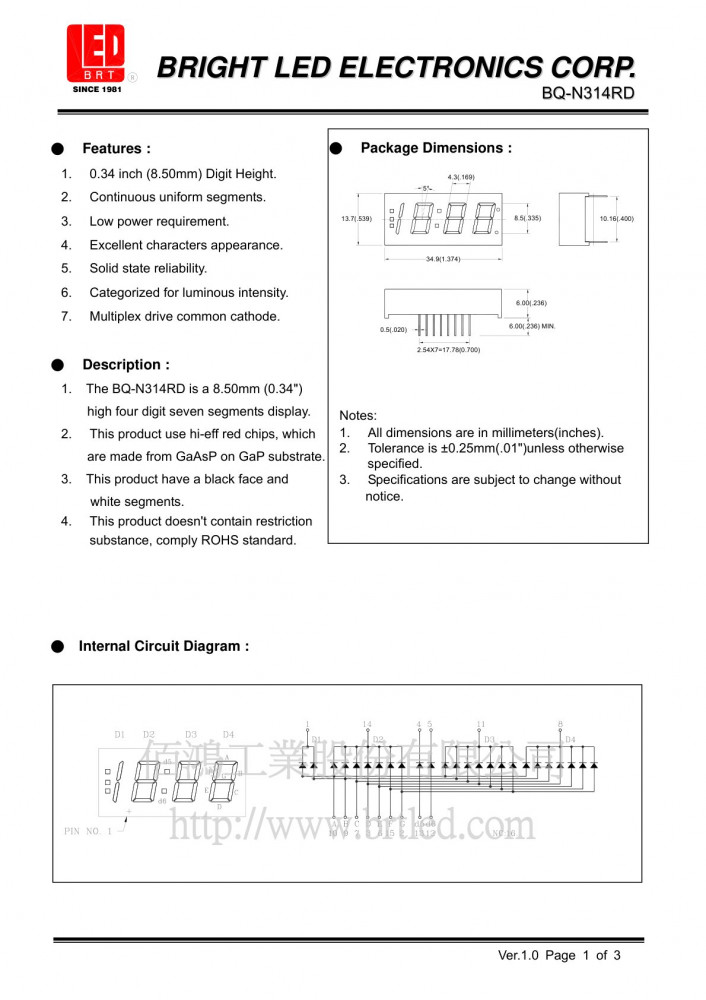 BQ-N314RD datasheet page 1