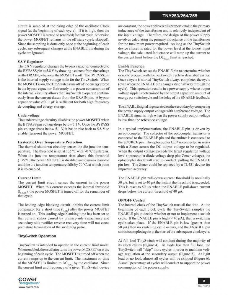 TNY254PN technical document page 3