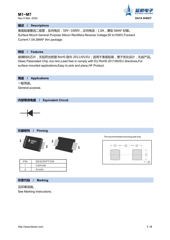 BLUE ROCKET M7F datasheet page 1