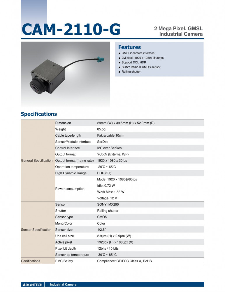 CAM-2110-G technical document, page 1